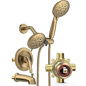 SR SUN RISE Magnetic Shower Faucet Set 8-Spray 2-in-1 Dual Shower Head with Handheld Combo Single-Handle Faucet with Valve and Trim Kit, Brushed Nickel