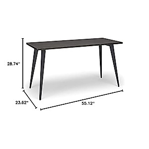 HON Basyx Commercial-Grade Executive Desk, Angled Metal Legs, 55", Gray