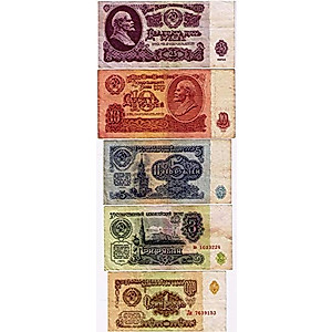 USSR Full Set: 9 Soviet Russian Coins KOPECKS + 5 Ruble BANKNOTES 1961 Collection