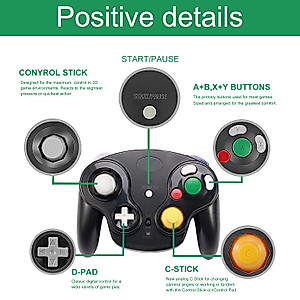 TOOPONE Wireless Gamecube Controllers, Classic Gamecube Wavebird Wireless wii Controller Remote Gamepad Joystick for Nintendo Gamecube Console, Compatible with Wii (Black and White)