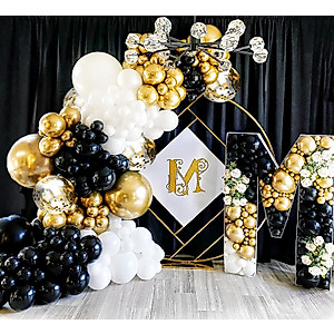 134Pcs Black And Gold Balloon Garland Arch Kit 18 12 10 5inch Latex Balloon Set for 2024 Graduation Decorations Shower Wedding Bachelorette Birthday Party New Year Decorations