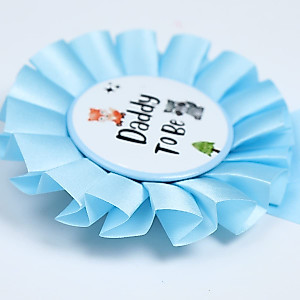 HAPPYLAND Baby Boy Shower Decorations Blue Baby Fox and Raccoon Set Tinplates Badge Mommy to Be and Daddy to Be Baby Shower