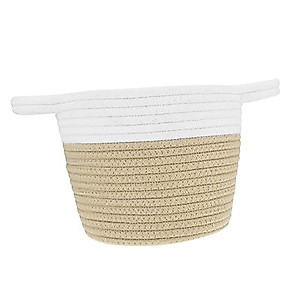 1pc Round Storage Box Woven Storage Baskets Round Woven Basket Round Laundry Basket Cotton Braid Basket Laundry Clothes Hamper Woven Storage Bins Organizing Basket Fold