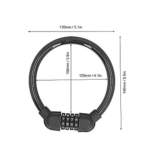 Gaeirt Bike Lock, Bike Cable Lock Lightweight and Portable with 4 Digit Passwords Technology for Cycling(Black)