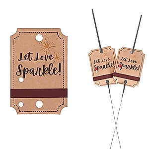 100PCS Kraft Wedding Sparkler Tags, “Let Love Sparkle” Rustic Sparkler Sleeves with Match Striker Strips for Weddings Send-Off, Anniversary, Parties, Graduation, Birthday, Engagement Event