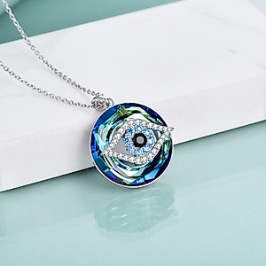 WINNICACA Evil Eye Necklace for Women Valentines Day Gifts for Her Sterling Silver Protection Pendant Necklace with Blue Crystal Nazar Jewelry Birthday Mothers Day gifts for sisters her mother