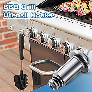 Dreyoo 8 Pack Sliver Grill Hooks Compatible with Char Broil Gas Barbecue Machine, BBQ Grill Tool Holders, Grill Kitchen Utensil Hooks Accessories