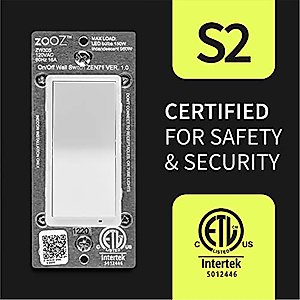 Zooz 700 Series Z-Wave Plus On/Off Switch ZEN71, White | Direct 3-Way (No Add-On Switch Needed) | Z-Wave Hub Required