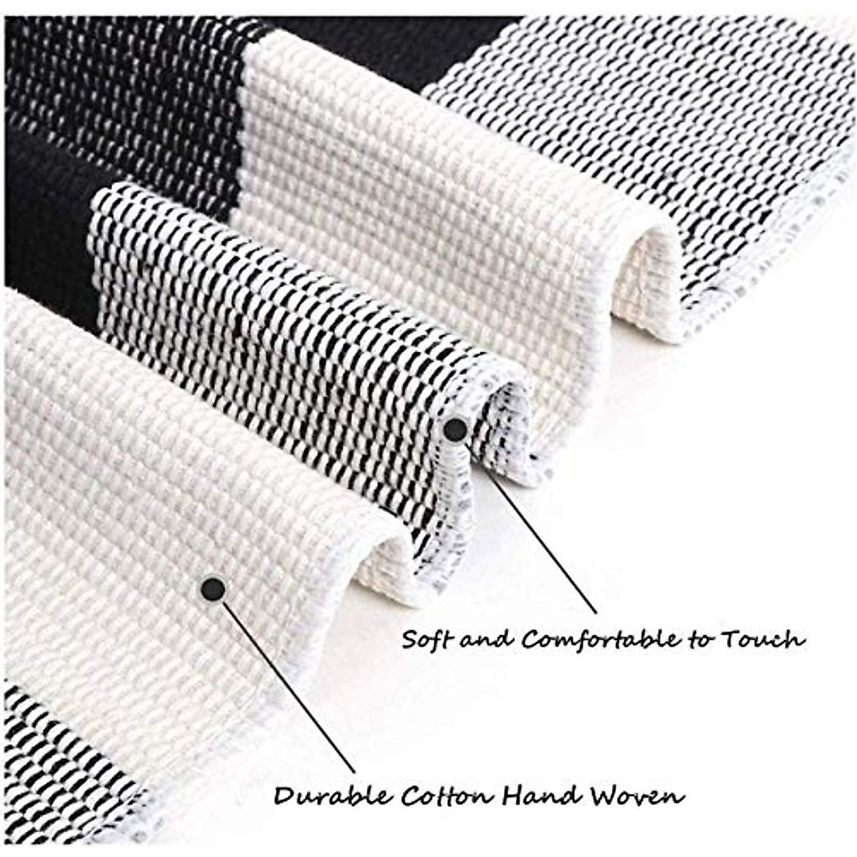 MUBIN Buffalo Plaid Rug 2X3 ft Outdoor Black and White Checked Rug Cotton Reversible Hand-Woven Indoor Washable Entryway Front Porch Decor Rugs for Layered Welcome Front Door Mats