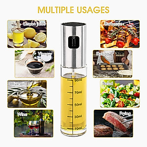hotder Oil Sprayer for Cooking 2 Pack, Oil Sprayer Olive Oil Sprayer, Glass Oil Mister 100 ML Cooking Oil Sprayer with Brush Oil Dispenser Oil Spray Bottle for Kitchen, Air Fryer, Grilling and BBQ