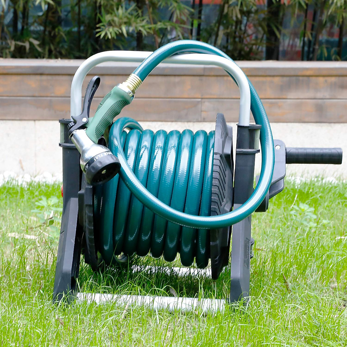 Worth Garden 3/4 in. x 50 ft. Long Water Hose - Heavy Duty Durable Non Kinking Garden Hose - PVC Material Hose with Brass Fittings - Flexible Hose for Household and Commercial Use - Dark Green