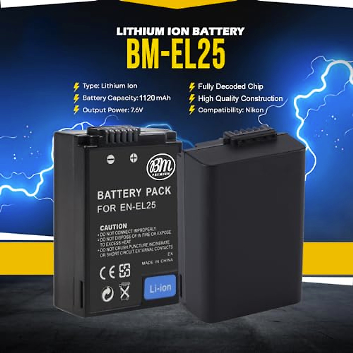 BM Premium High Capacity EN-EL25 Battery for Nikon Z30, Z50, Z 50, Z fc Digital Cameras
