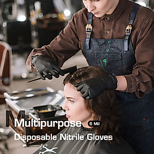 Infimor Nitrile Gloves Disposable Latex Free, 4 Mil Powder Free Food Grade Non-Sterile Protective Gloves Household Cleaning Gloves, Black 50Pcs Medium