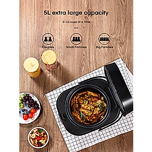 Rice Cooker, 10-Cups(Uncooked) Rice Maker, 4.5Qt Non-Stick Inner Pot, 12 in 1 Digital Electric Rice Cooker with 24 Hour Delay Timer&Auto Keep Warm Function, Recipe for Soup, Stew, Grain, Oatmeal