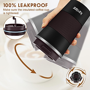 KETIEE Travel Mug, 12oz Insulated Coffee Cup with Leakproof Lid, Vacuum Stainless Steel Double-Wall Travel Coffee Mug Spill Proof, Reusable Coffee Mugs for Men and Women for Hot & Cold Drinks