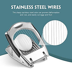 Egg Slicer for Hard Boiled Eggs - KITEXPERT Heavy Duty Egg Cutter for Soft Fruit, Stainless Steel Wires, Dishwasher Safe & Easy To Clean (sliver)
