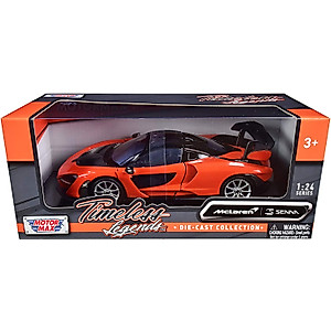 McLaren Senna Orange Metallic and Black Timeless Legends 1/24 Diecast Model Car by Motormax 79355