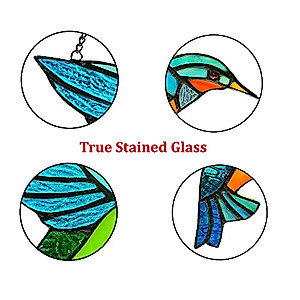 2 Pack Hummingbird Stained Glass Birds Window Hangings, Stained Glass Decorations,Bird Suncatcher for Window Decor Hummingbird Gifts for Mom,Bird Lovers