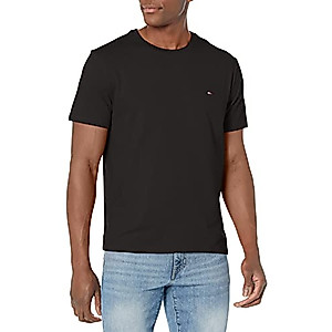 Tommy Hilfiger mens Flag Crew Neck T-shirt T Shirt, Th Deep Black, Medium US