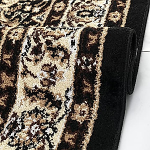 Antep Rugs Oriental 8x10 Traditional Medallion Indoor Area Rug Siesta (Black Beige, 7'10" x 10')