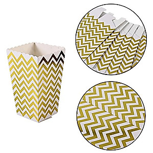 Tikellar Popcorn Boxes,12pcs/lot Silver Metallic Mini Party Paper Popcorn Boxes Sanck Favor Bags Wedding Birthday Movie Party Supplies