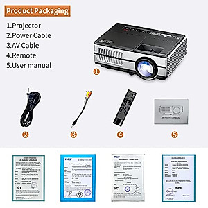 Portable LCD LED Projector Support HD 1080P Mini Home Video Projectors 2800 Lumen Multimedia HDMI Audio USB,Compatible with TV Stick DVD Laptop PC Xbox 360 Wii Playstation, Built-in Speakers