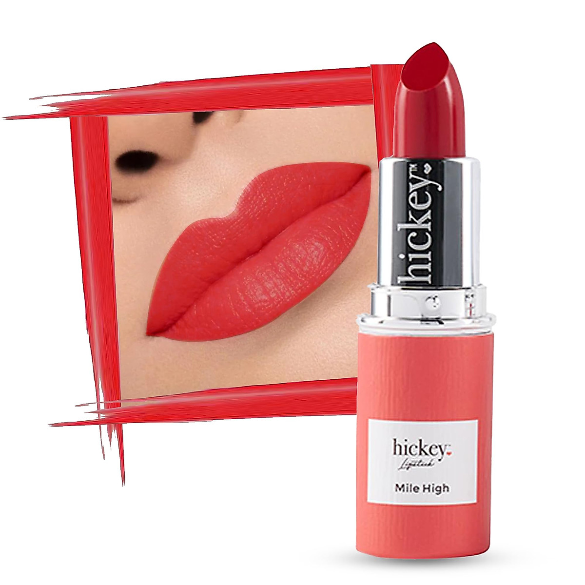 Hickey Lipstick Mile High Organic Perfect Red Lipstick Refill - Long Lasting Lipstick for Women - Hydrating & Moisturizing Shade, Best Lip Color for Women, Gluten-Free & Vegan with Highly Pigmented