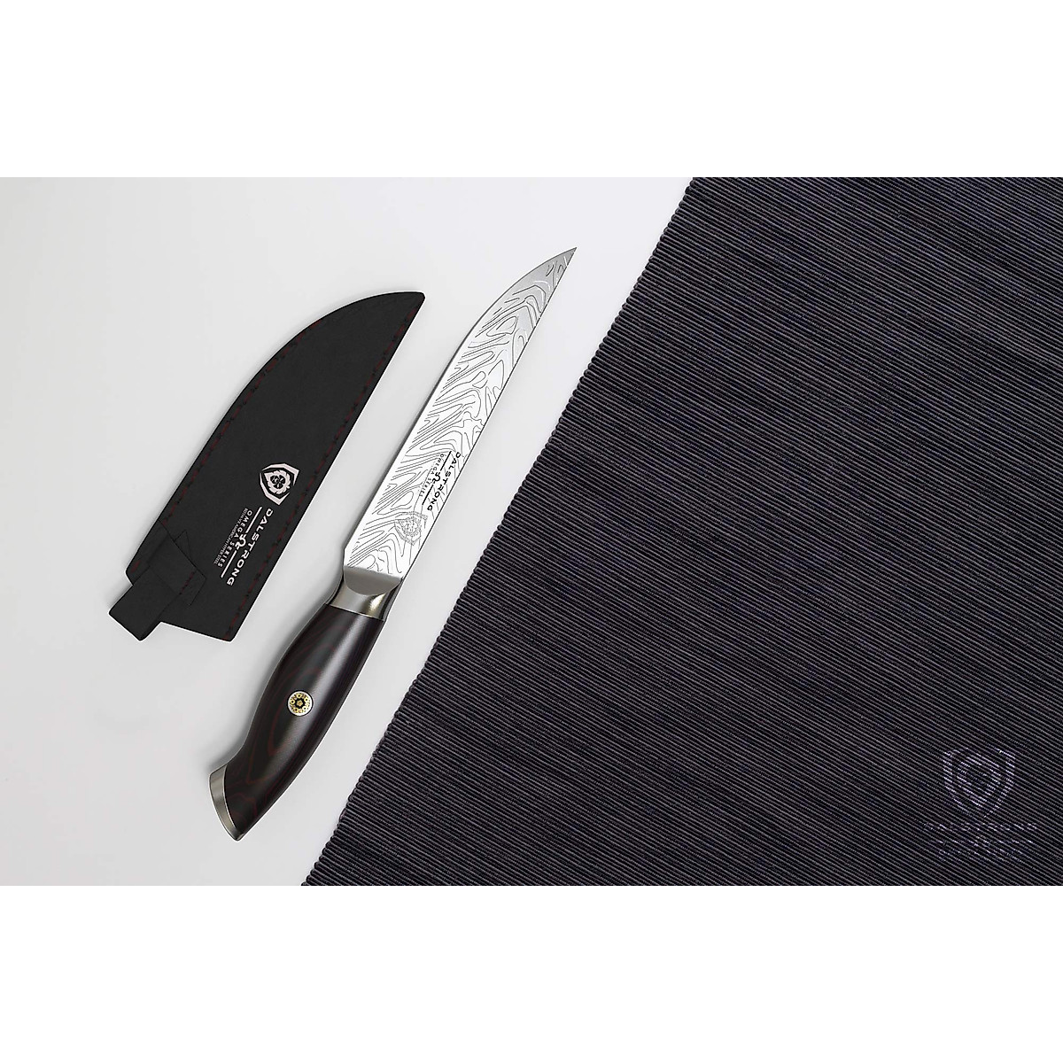 Dalstrong Steak Knife Set - 4 Piece - 5 inch Blade - Omega Series - BD1N-V Hyper Steel Kitchen Knife - G10 Woven Fiberglass Handle - Razor Sharp Knife - Leather Sheath Included