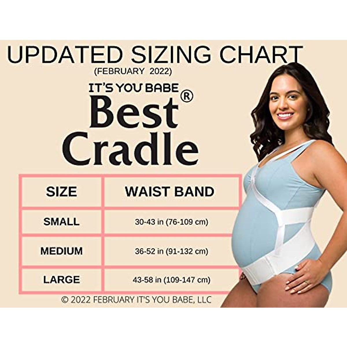 It's You Babe Best Cradle-Medium | Medical Grade Adjustable Prenatal Cradle | Maternity Baby Belly Band Support Belt | Award Winning, Medium