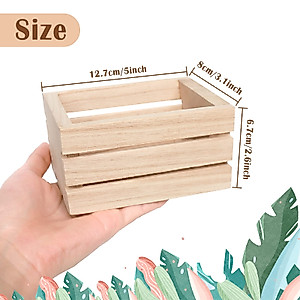 Aweyka 4 Pack Mini Rustic Wooden Crates, Decorative Wood Crates Unfinished Wood Box, Crate Box Wooden Storage Box for Kitchen, Office, Bedroom, Closet, Rustic Country Decor