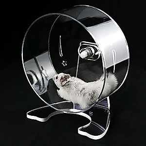 BNOSDM Hamster Wheel Silent Gerbil Exercise Wheel with Stand Quiet Small Animals Spinner Acrylic Transparent Dwarf Hamster Running Toys for Chipmunk Mouse (6.7")