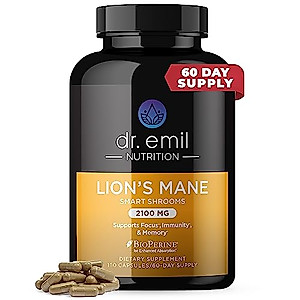 Organic Lions Mane Mushroom Supplement for Mental Clarity, Focus & Immune Support - Organic Brain Boosting Nootropic Lions Mane Mushroom Capsules with 100% Organic Lions Mane Extract, 60 Servings