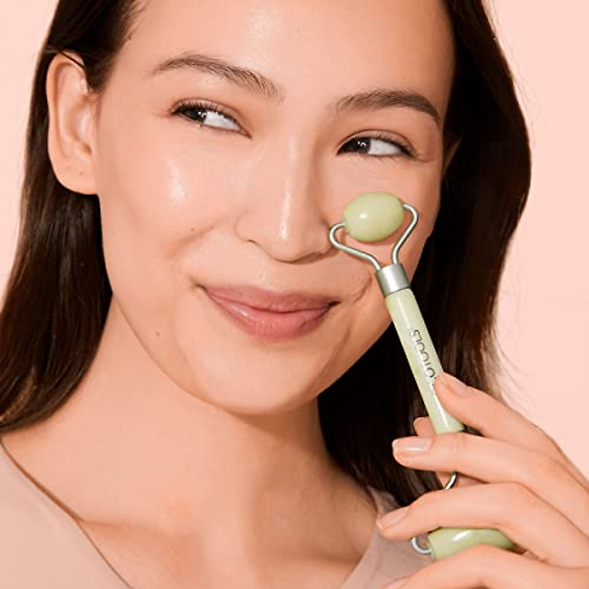 EcoTools Beauty Skin Care Tool Jade Facial Roller and Gua Sha Stone Duo, Face Roller and Massager, Skincare and Sculpting Tools, Green, Promotes Healthy Skin, Massager, 2 Piece Set, 1 Count
