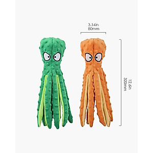 HGB Squeaky Dog Toys, Octopus No Stuffing Crinkle Plush Dog Toys to Keep Them Busy, Interactive Dog Chew Toys for Puppy Teething, Large Dog Toys for Large Medium Small Breeds, Pet Toys, 2 Pack