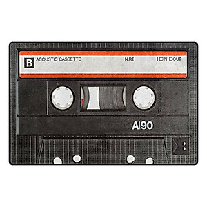 WOZO Old Cassette Tape Music Area Rug Rugs Non-Slip Floor Mat Doormats Living Dining Room Bedroom Dorm 60 x 39 inches inches Home Decor