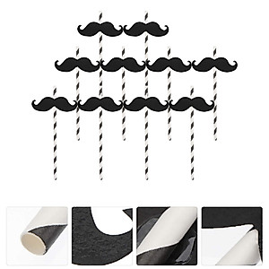 ABOOFAN Wedding Decor 40 Pcs Mustache Party Moustache Paper Straw Little Man Straw Decor Christmas Paper Straws Straws Striped Paper Coffee Decor