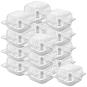 Axe Sickle 100 Count 5 x 5 inch Clear Plastic Hinged Take Out Containers Clamshell Takeout Tray Disposable Food Clamshell Containers for Dessert, Cakes, Cookies, Salads, Pasta, Sandwiches
