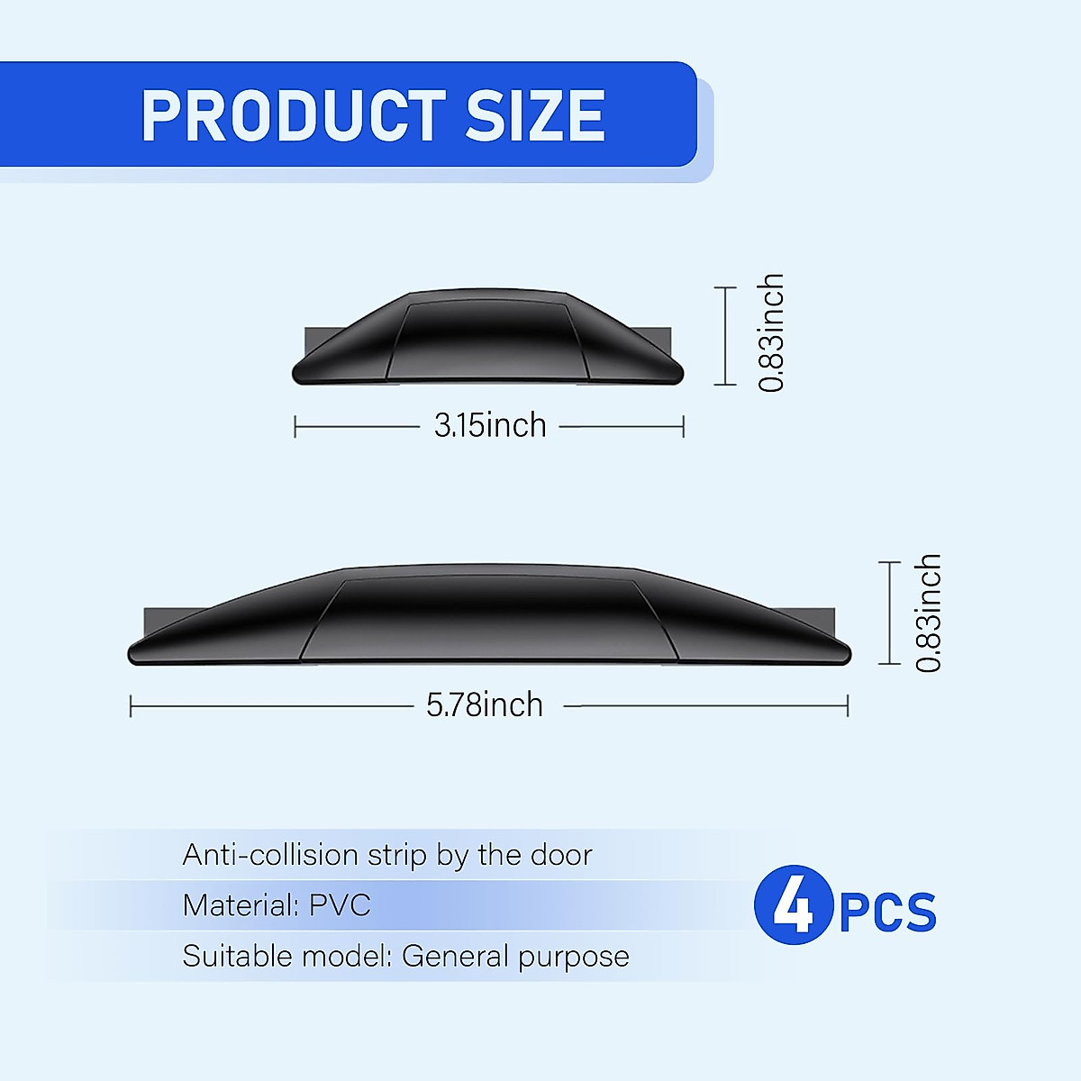 Jawmoy 4 PCS Car Door Anti-Collision Strip, Rearview Anti-Impact Sticker, Door Protection Decorative Covers, Universal Car Side Door Edge Protector (Black)