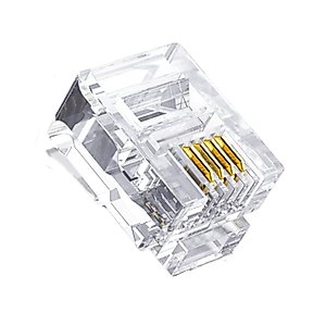 Hetjosee RJ11 Connectors 25 Pack 6P4C Plug Telephone Modular Plug Phone Jack Adapter Crimp End Telephone Cord Connector