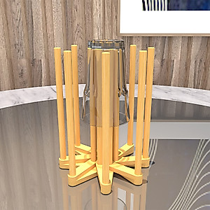 yeshine Bamboo Bottle Drying Rack, Plastic Bag Drying Rack, Natural Bamboo Kitchen Countertop Multifunctional Drying Rack, for Cups/Mugs/Bottles/Plates/Plastic Bags Draining Rack