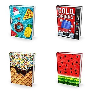 Easy Apply, Reusable Book Covers 4 Pk. Best 8x10 Textbook Jackets for Back to School. Stretchable to Fit Most Medium Hardcover Books. Perfect Fun, Washable Designs for Girls, Boys, Kids and Teens