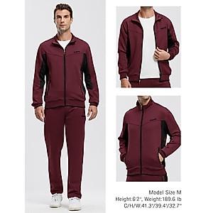 Rdruko Men's Track Suits Sweatsuits 2 Piece Set Jogging Workout Casual Warm Up Outfit Full Zip(Red, US XXL)
