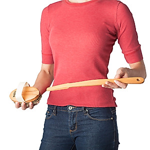 Redecker Wellfit Bath Brush with Removable Steamed Beechwood Handle, 100% Made in Germany, Mixed Horsehair and Plant Fiber Bristles, 17-1/2 Inches Long