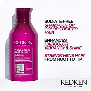 Redken Color Extend Magnetics Shampoo | For Color-Treated Hair | Gently Cleanses & Protects Color | With Amino Acid | Sulfate-Free | 10.1 Fl Oz (Pack of 1)