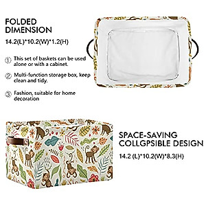 xigua Cute Monkeys In The Jungle Foldable Storage Bin, Collapsible Sturdy Fabric Storage Basket Cube W/Handles, Storage Box for Organizing Toys Nursery Shelf Closet Bedroom Office 2PCS