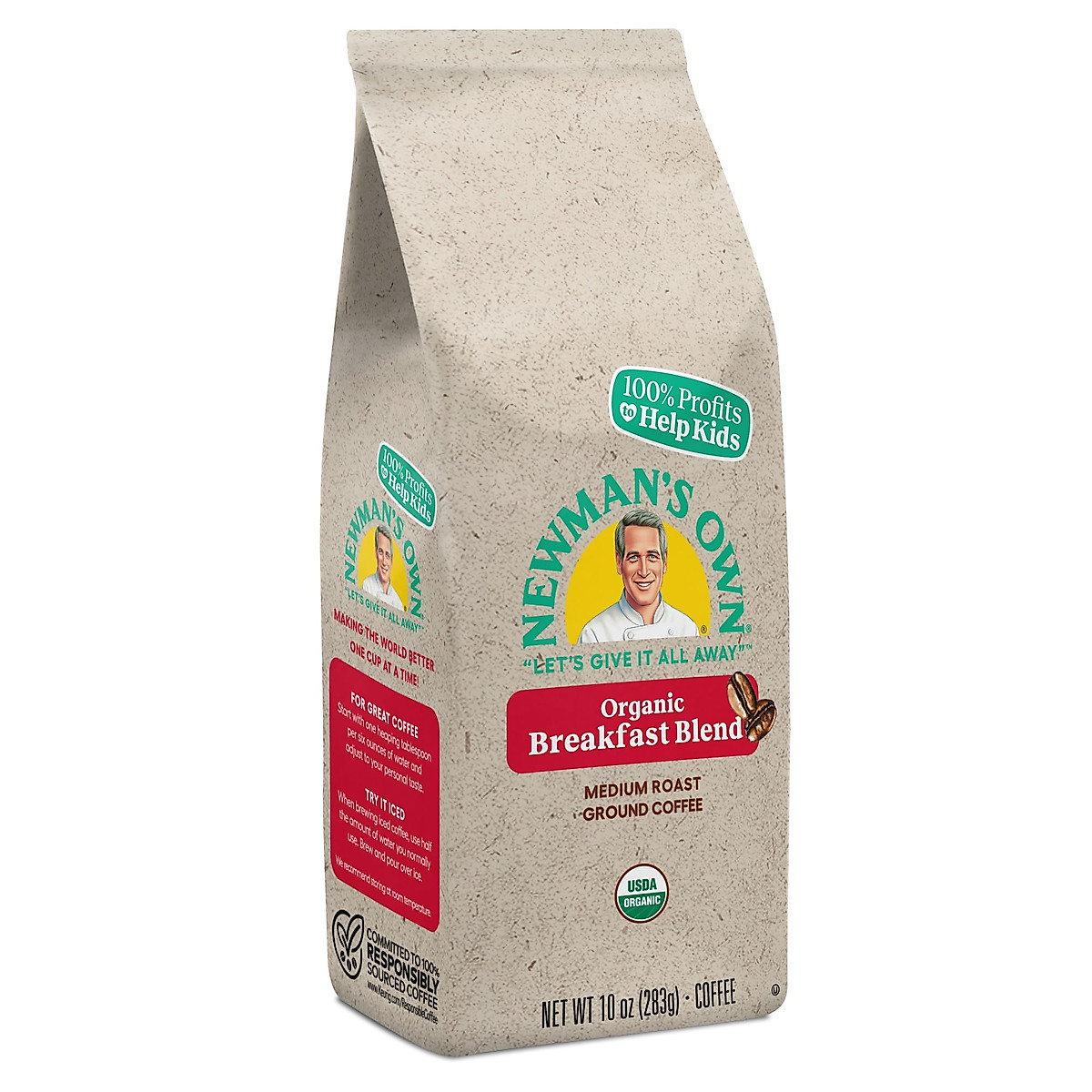 Newman's Own Organics Newman's Breakfast Blend, Ground Coffee, Medium Roast, Bagged 10oz