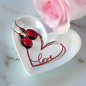 Kate Aspen Shaped Ceramic with Gold Foil Trinket Dish, Love Heart Small,