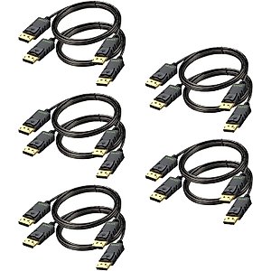 UVOOI DisplayPort to DisplayPort Cable Adapter 6ft 10-Pack, 4K Display Port DP to DP Cord 1.2 [4K@60Hz, 2K@165Hz, 2K@144Hz] Compatible with All Display Port Devices-Black