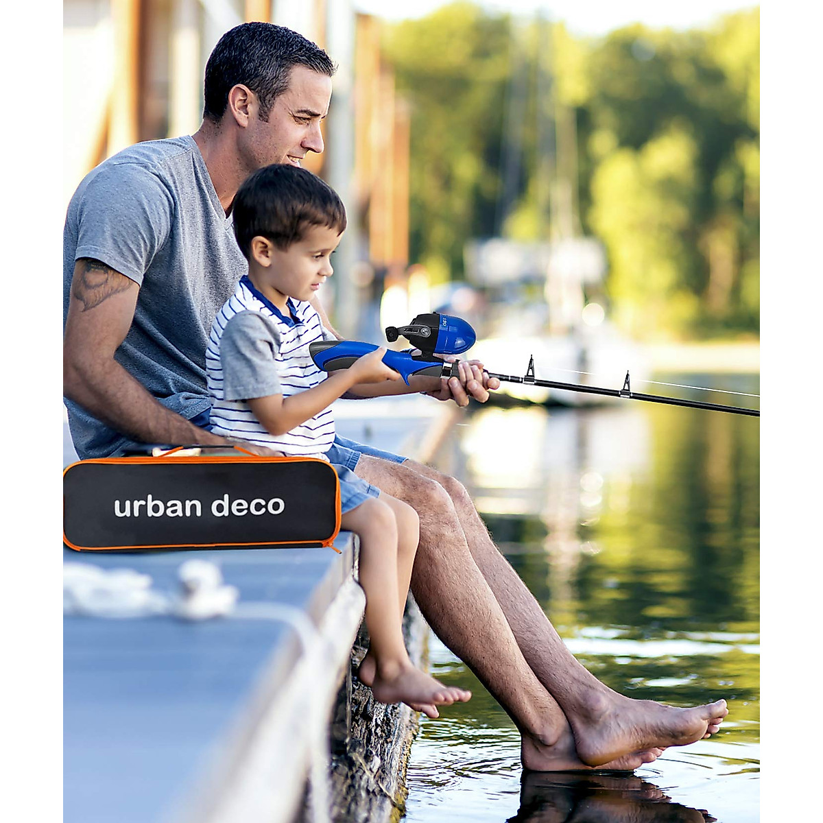 Urban Deco Kids Fishing Pole, Portable Telescopic Rod and Reel Combos Kids Fishing Rod Kit with Tackle Box for Boys,Girls,Youth,Beginner, Starter - Blue