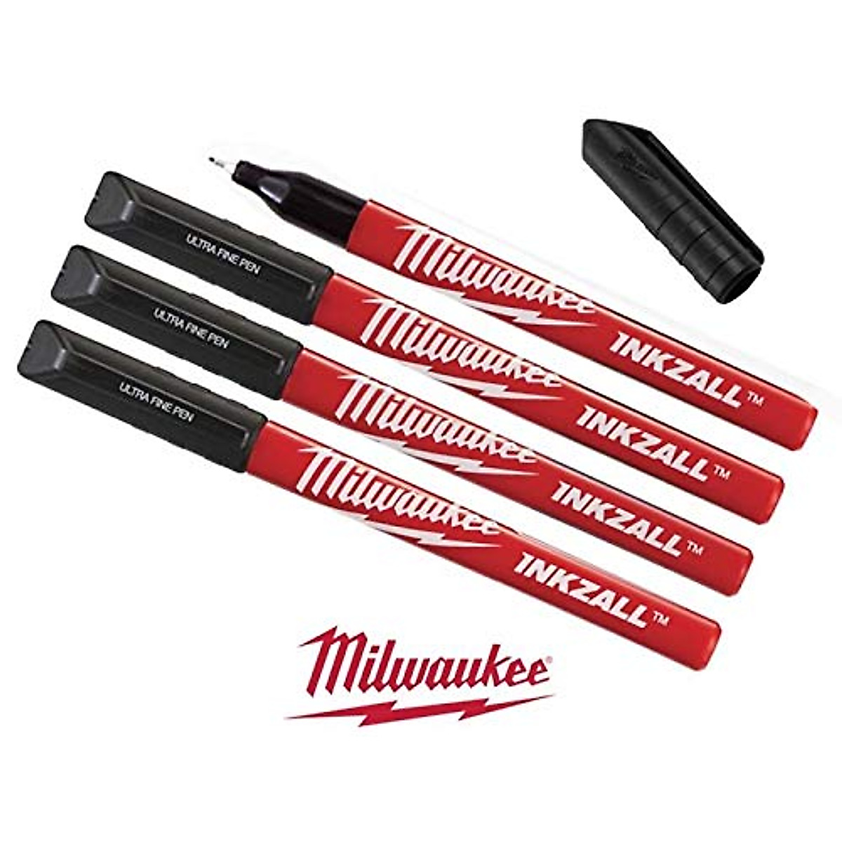 Milwaukee MHT48223164 INKZALLTM Ultra Fine Tip Pens Black (Pack 4)